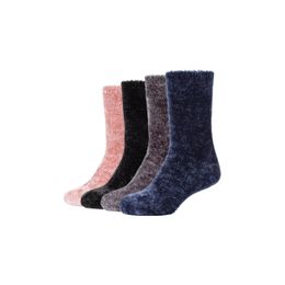 Camano Damen Socken "Socken 4er Pack", Gr. 39, blau, 69% Polyester, 29% Polyester, 2% Elasthan, uni, Socken, 4er Pack Mit pflegendem Aloe Vera Effekt