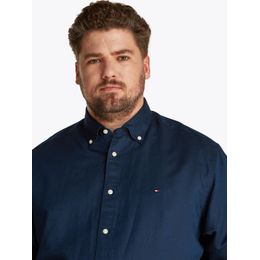 Tommy Hilfiger Big & Tall Herren Langarmhemd "BT-LINEN BLEND SOLID", blau, Gr. 5XL, TOMMY HILFIGER BIG & TALL, Web, Obermaterial: 52% Baumwolle, 48% Leinen, Hemden, Gro&szlig;e