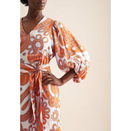 Seidensticker Damen Sommerkleid "Schwarze Rose", orange, Gr. 42, Paisley, 65% Baumwolle, 35% Leinen, Kleider, 3/4 V-Neck Paisley