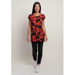 Seidel Moden Damen T-Shirt, rot, Gr. 54, bedruckt, Jersey, Obermaterial: 96% Viskose, 4% Elasthan, Shirts, mit All-Over Print, MADE IN GERMANY