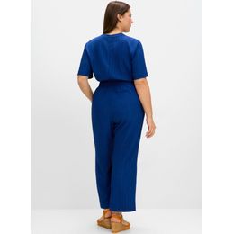 sheego Damen Overall, blau, Gr. 48, unifarben, 97% Polyester, 3% Elasthan, Overalls