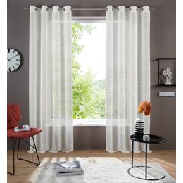 Gardine Bruno Banani, B:130cm H:245cm, wei&szlig;, Polyester, Wohnzimmer, Gardinen, "Linus", 1 Schal, eingewebte Querstreifen