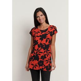 Seidel Moden Damen T-Shirt, rot, Gr. 40, bedruckt, Jersey, Obermaterial: 96% Viskose, 4% Elasthan, Shirts, mit All-Over Print, MADE IN GERMANY