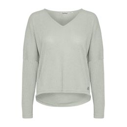 oxmo Damen Strickpullover "Strick-V-Pullover OXKatla", blau, Gr. XXL, unifarben, Obermaterial: 58% Viskose LENZING ECOVERO CV LenzEcov. 42% Polyester