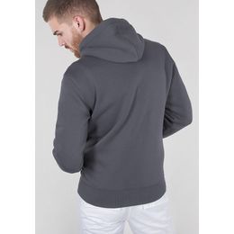 Herren Kapuzensweatjacke "BASIC ZIP HOODY", grau, Gr. S, Alpha Industries, bedruckt, angeraute Sweatware, Obermaterial: 80% Baumwolle, 20% Polyester,