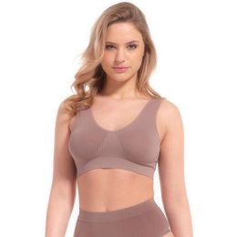 Damen B&uuml;gelloser BH "Comfort Bra", MAGIC BODYFASHION, Gr. XL, braun, Obermaterial: 89% Polyamid, 11% Elasthan, unifarben, BHs, bequemer, nahtloser