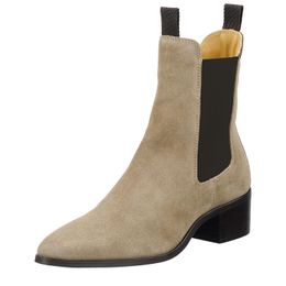 Gant Damen Stiefelette "St Broomly", Gr. 38, beige, Veloursleder, Schuhe, Business Stiefelette, Schlupfboots in spitzer Form mit Blockabsatz