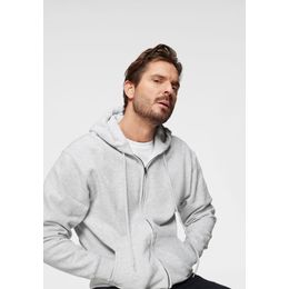 Herren Kapuzensweatjacke, grau, Basic, Gr. M, Fruit of the Loom, meliert, angeraute Sweatware, Obermaterial: 80% Baumwolle, 20% Polyester,