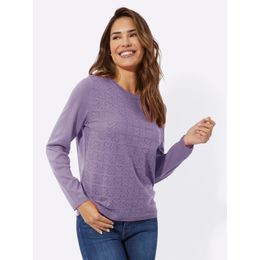 Classic Basics Damen Strickpullover "Ajour-Pullover", lila, Gr. 46, unifarben, 100% Polyacryl, Pullover