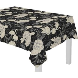 Tischdecke Adam, B:250cm L:145cm, schwarz-wei&szlig;, Bio-Baumwolle, Tischdecken, "Eden", aus 100% Bio-Baumwolle