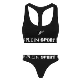 Plein Sport Damen Set: Soft-BH "Glitter", Gr. XS, schwarz, Obermaterial: 95% Baumwolle, 5% Elasthan, BH-Sets