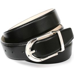 Anthoni Crown Damen Lederg&uuml;rtel, schwarz, Gr. 75, unifarben, Rindsleder, G&uuml;rtel, Mit gl&auml;nzender Schlie&szlig;e