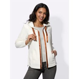 Classic Basics Damen Fleecejacke, beige, Gr. 52, gemustert, mehrfarbig, 100% Polyester, Jacken