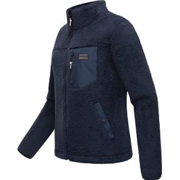 Ragwear Damen Pl&uuml;schjacke "Alaris", blau, Basic, Gr. 4XL, Pl&uuml;sch, Material: 100% Polyester, Jacken, Kuschelige Fleecejacke mit Brusttasche