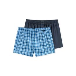 Schiesser Herren Webboxer "Web-Boxershorts 2er Pack", Gr. XXL, blau, Obermaterial: 100% Baumwolle CO., Unterhosen