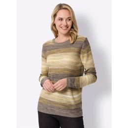 Classic Basics Damen Strickpullover "Rundhals-Pullover"ocker, sesam, gemustert, Gr. 38, gemustert, gestreift, mehrfarbig, 100% Polyacryl, Pullover