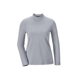 GOLDNER Damen Longpullover "Stehkragenshirt mit Langarm"silbergrau, Gr. 50, Obermaterial: 92% Baumwolle CO. 8% Elasthan EL., Pullover