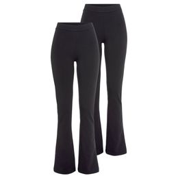 Flashlights Damen Bootcuthose, schwarz, Basic, Gr. 46, unifarben, Sweatware, Obermaterial: 95% Baumwolle, 5% Elasthan, Hosen, aus elastischem jersey