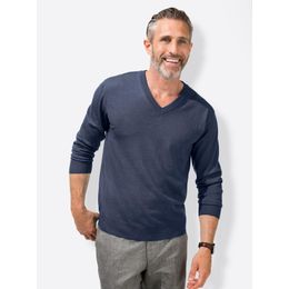 Marco Donati Damen V-Ausschnitt-Pullover "V-Pullover", blau, Gr. 46, unifarben, 100% Schurwolle, Pullover