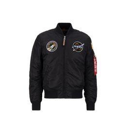 Herren Bomberjacke "MA-1 VF Vintage Fit NASA", schwarz, Gr. S, Alpha Industries, Obermaterial: 100% Nylon, Futter: 100% Nylon, Füllung: 100%