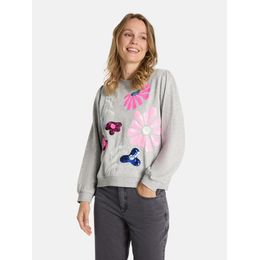 LIEBLINGSST&Uuml;CK LIEBLINGSST&Uuml;CK Damen Sweatshirt "Uletta", grau, Gr. M, gemustert, mehrfarbig, Sweatware, Obermaterial: 85% Baumwolle, 15% Polyester, Sweatshirts, mit