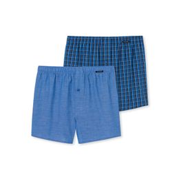 Schiesser Herren Webboxer "Web-Boxershorts 2er Pack", Gr. S, blau, Obermaterial: 100% Baumwolle CO., Unterhosen