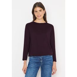 Cecil Damen Langarmshirteggplant rot, Gr. XXL, unifarben, Web, 100% Baumwolle, Shirts, aus reiner Baumwolle