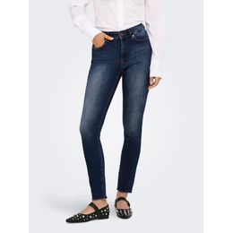 Only Damen Skinny-fit-Jeans "ONLBLUSH MID SK ANK RW DNM REA082 NOOS", blau, Gr. L, unifarben, Denim/Jeans, Obermaterial: 92% Baumwolle, 6%