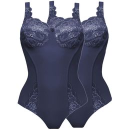 SuSa Damen Body "2er Pack Body ohne B&uuml;gel Latina", Gr. 95, blau, Obermaterial: 78% Polyamid PA. 15% Elasthan EL. 7% Baumwolle CO., Bodys