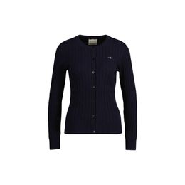 Gant Damen Sweatshirt "Strickjacke STRETCH COTTON CABLE CARDIGAN", blau, Gr. S, Obermaterial: 88% Baumwolle CO. 10% Polyamid PA. 2% Elasthan EL.,