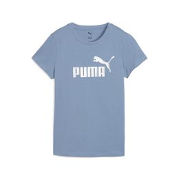 Puma Damen T-Shirt "ESS METALLIC No. 1 Logo T-Shirt Damen"cool blau metallic silber, Gr. XL, Obermaterial: 100% Baumwolle; Rippe: 20% Polyester, 80%