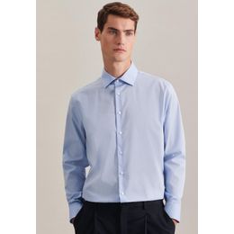 Seidensticker Herren Businesshemd "Schwarze Rose", blau, Gr. 43, unifarben, 100% Baumwolle, Hemden, Shaped 1/1 Kentkragen Uni