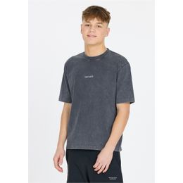 Funktionsshirt LES'ARCS "Neei", Jungen, Gr. 140, dunkelgrau, blau, 100% Baumwolle, unifarben, normal, Rundhals, Shirts Funktionsshirt, mit trendigen Prints