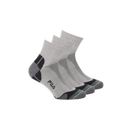 Fila Herren Kurzsocken "Socken Fila QUARTER UNISEX SOCKS MULTISPORT 3P 3er Pack", Gr. 39, grau, Obermaterial: 87% Polyester PES. 10% Baumwolle CO. 3%