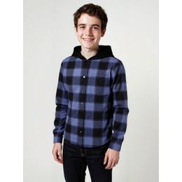 Blue Seven Kinder Langarmhemd, blau, Gr. 152, kariert, Web, Obermaterial: 100% Baumwolle, Hemden