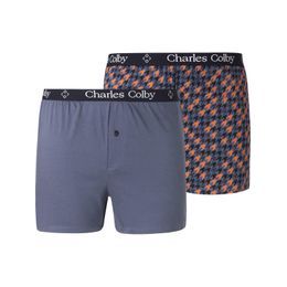 CHARLES COLBY Herren Boxershorts "2er Pack Boxershorts LORD KEYAN", Gr. XXL, blau, Obermaterial: 100% Baumwolle CO., Unterhosen