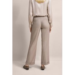 Bugatti Damen Stoffhose, beige, Gr. 42, unifarben, 63% Polyester, 34% Viskose, 3% Elasthan, Hosen, mit geradem Beinverlauf
