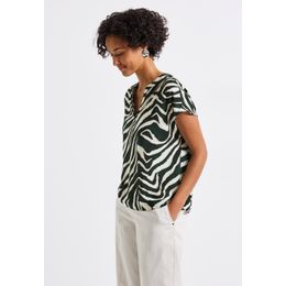 Street One Damen Shirtbluse, gr&uuml;n, Gr. 38, animal-print, Stoff, 100% Viskose, Blusen, mit allover Print