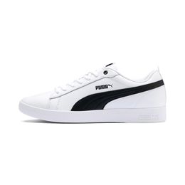 Puma Damen Sneaker "SMASH WNS V2 L", Gr. 36, schwarz-wei&szlig;, Leder, unifarben mit Farbeinsatz, Schuhe