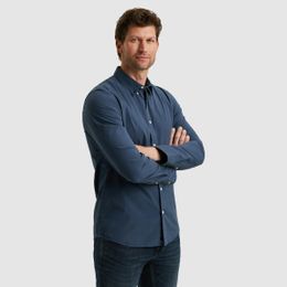 PME-Legend PME LEGEND Herren Langarmhemdschwarz denim, Gr. XL, unifarben, Web, Obermaterial: 97% Baumwolle, 3% Elasthan, Hemden, mit Logo Stickerei