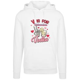 F4NT4STIC Damen Kapuzenpullover "Anti Valentinstag V is for Vodka", wei&szlig;, Gr. XS, Obermaterial: 65% Baumwolle, 35% Polyester, Pullover, Premium