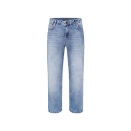 Damen Regular-fit-Jeans, blau, Gr. 32, SENSES.THE LABEL, Abriebeffekte, Denim/Jeans, Material: 98% Baumwolle, 2% Elasthan, Jeans, mit verk&uuml;rztem Bein