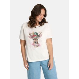 LIEBLINGSST&Uuml;CK LIEBLINGSST&Uuml;CK Damen Rundhalsshirt "Cara", wei&szlig;, Gr. XS, bedruckt, gemustert, mehrfarbig, Single Jersey, Obermaterial: 100% Baumwolle, Shirts, mit
