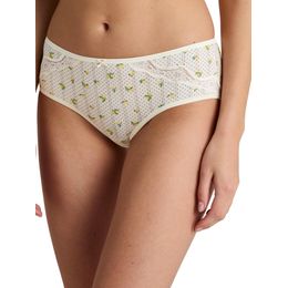 Calida Damen Panty "Toujours Print", Gr. XS, wei&szlig;, Single Jersey, Obermaterial: 95% Baumwolle, 5% Elasthan, Unterhosen, Jacquard-Optik, Single