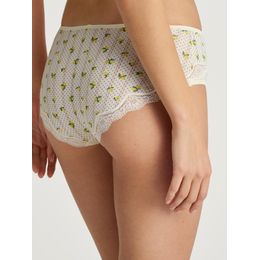 Calida Damen Panty "Toujours Print", Gr. XS, wei&szlig;, Single Jersey, Obermaterial: 95% Baumwolle, 5% Elasthan, Unterhosen, Jacquard-Optik, Single