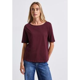 Street One Damen T-Shirt, rot, Gr. 36, unifarben, Web, 100% Baumwolle, Shirts, aus reiner Baumwolle