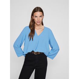 Vila Damen Blusenshirt "VIJOSA 3/4 V-NECK TOP - NOOS", blau, Gr. 36, unifarben, Jersey, Obermaterial: 100% Polyester, Shirts