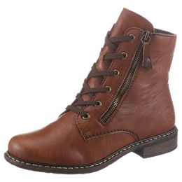 Rieker Damen Stiefelette, Gr. 39, braun, Lederimitat, Schuhe, Schnürstiefelette, Schnürboots mit Reißverschluss an der Außenseite