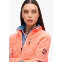 Superdry Damen Fleecepullover "OUTDOOR HALF ZIP FLEECE", rot, Gr. XXS, unifarben, Fleece, Obermaterial: 100% Polyester, Sweatshirts