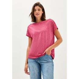 Cecil Damen T-Shirt, rot, Gr. XS, unifarben, washed, Jersey, Obermaterial: 100% Baumwolle, Shirts, mit Knopfdetails an der Schulter